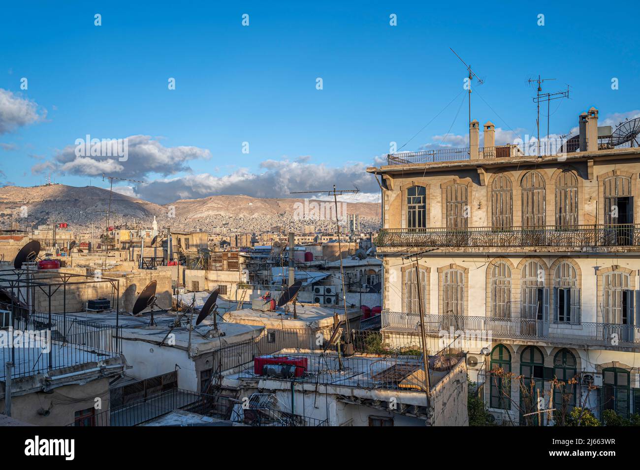 View of Damascus from Rooftop terrace, Syria Stock Photo - Alamy