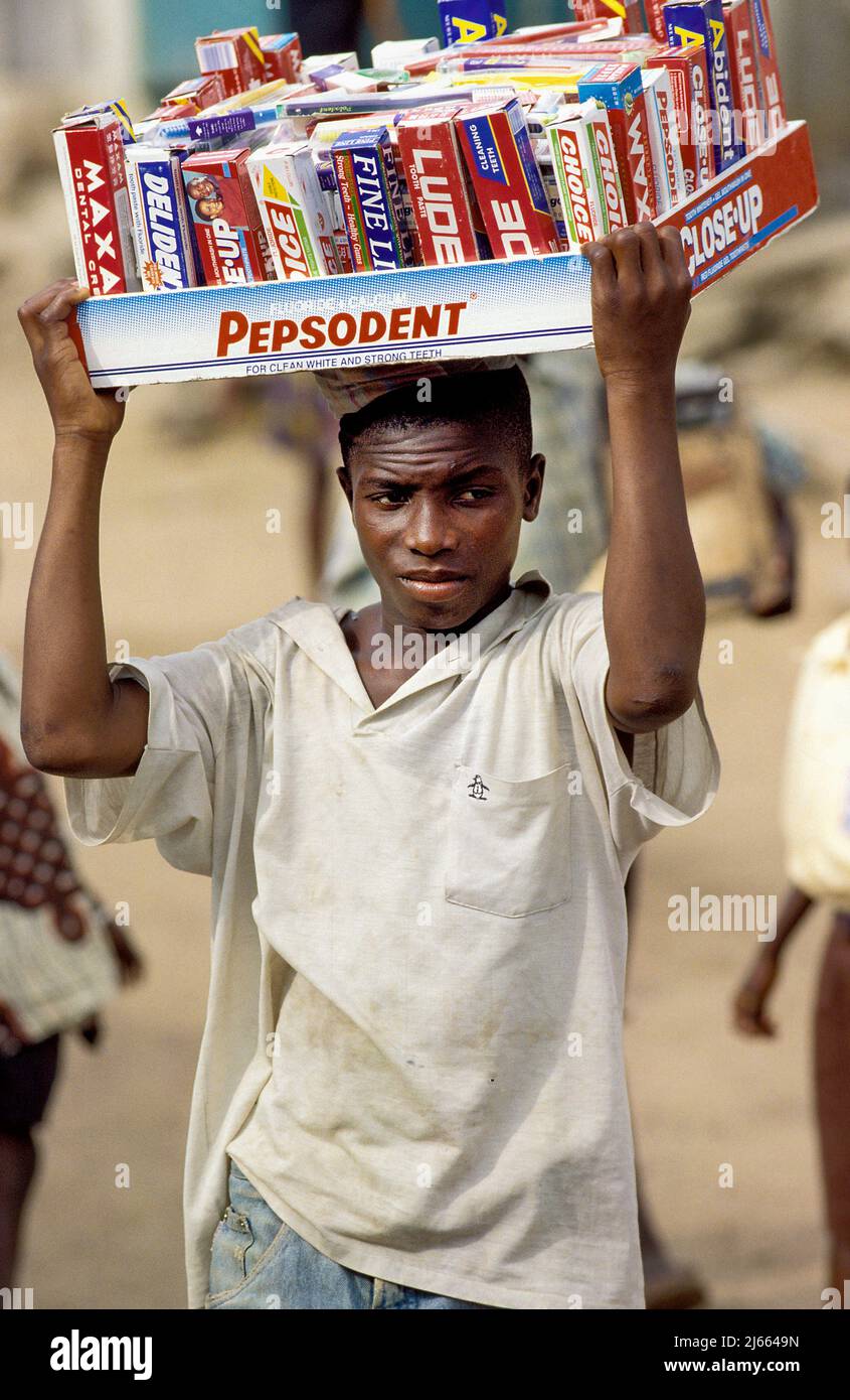 Ghana, Accra; toothpaste seller Stock Photo - Alamy