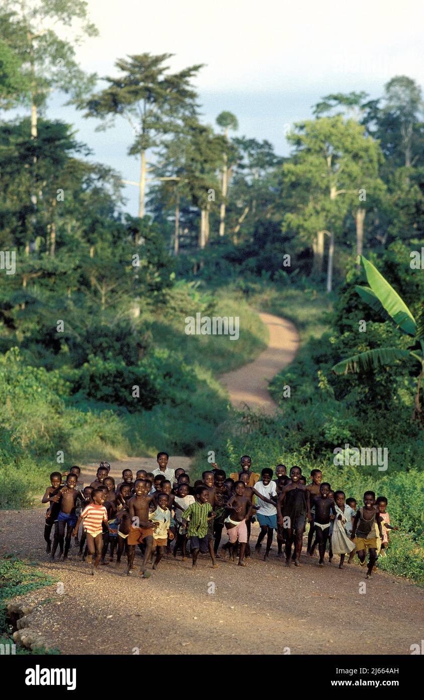 Ghana, Kumasi region; group portrait of Ghanese children Stock Photo ...