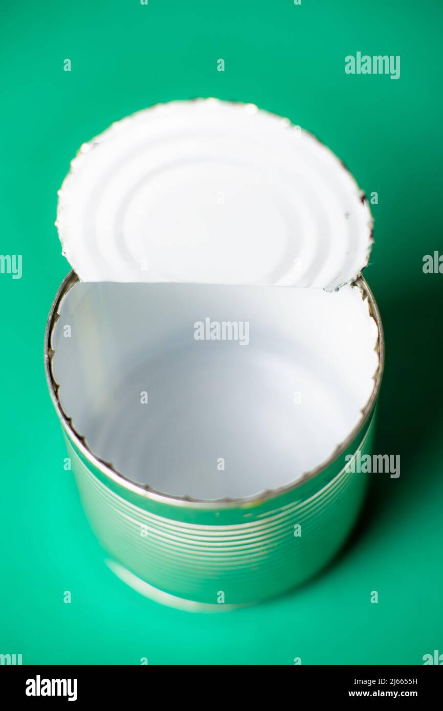 Empty open tin canister hi-res stock photography and images - Alamy
