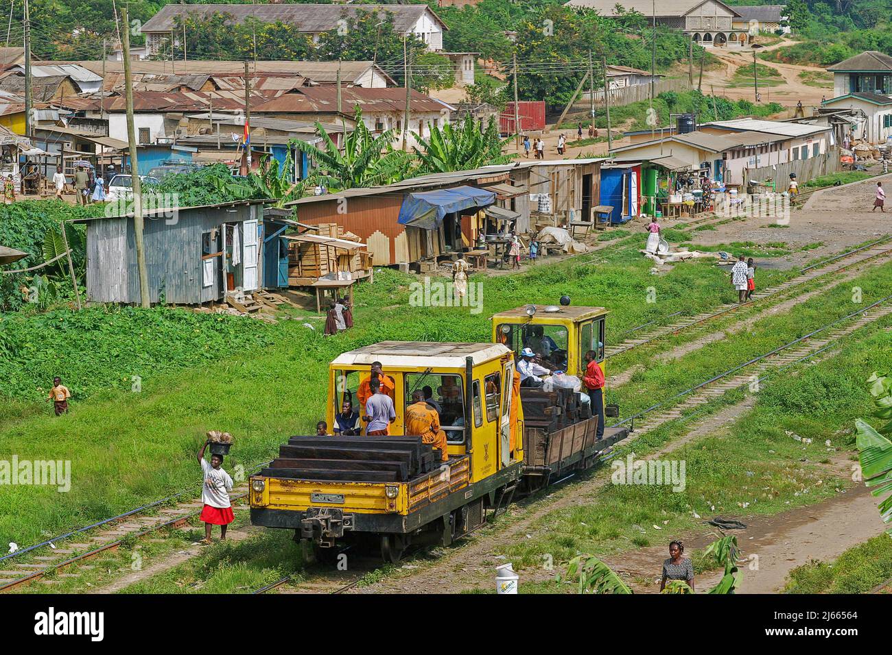 Ghana - railway between Accra and the harbour city ofTacoradi. People ...