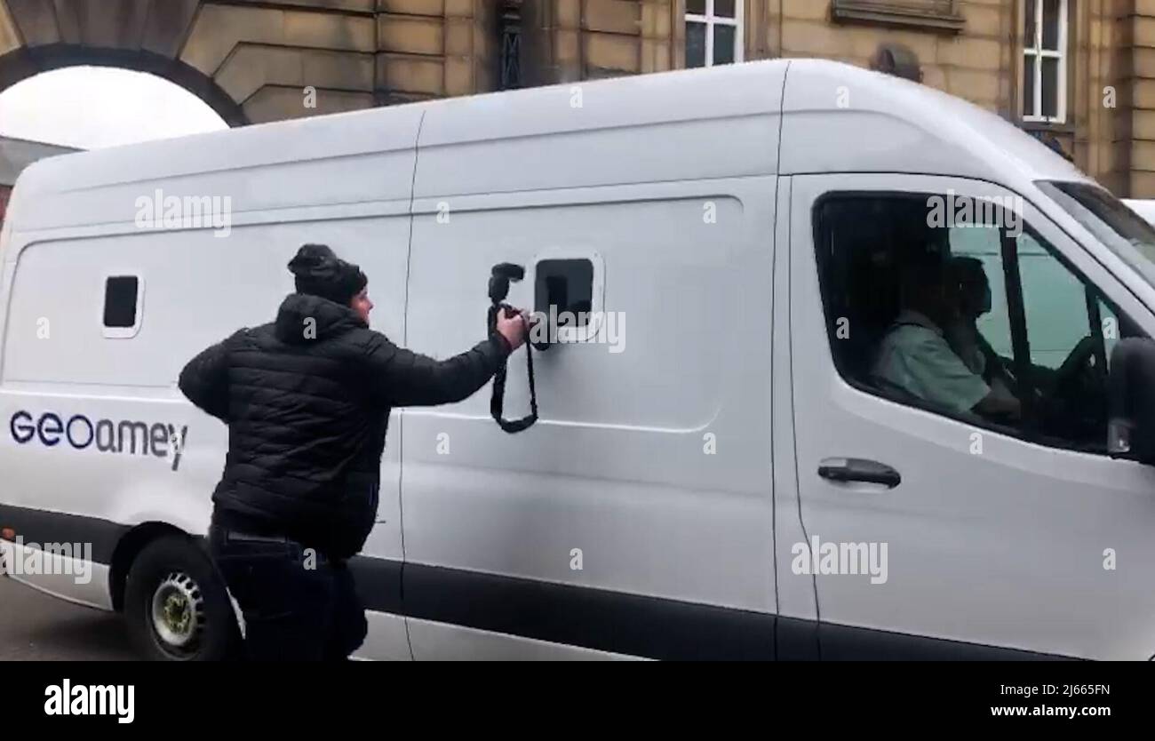 The prison van carrying Andrew Burfield leaves Blackburn Magistrates ...
