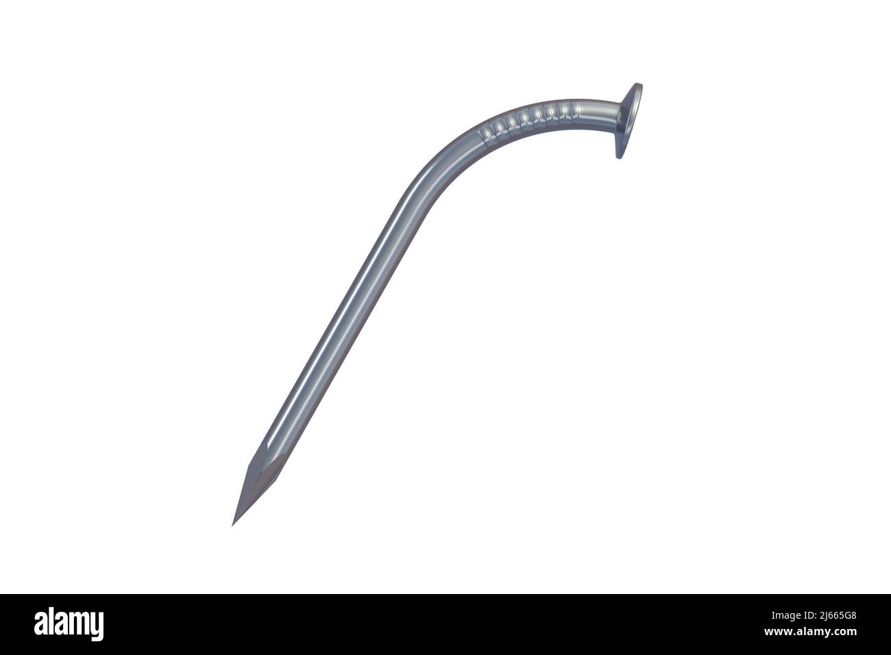 One curved metal nail isolated on white background. 3d render Stock ...