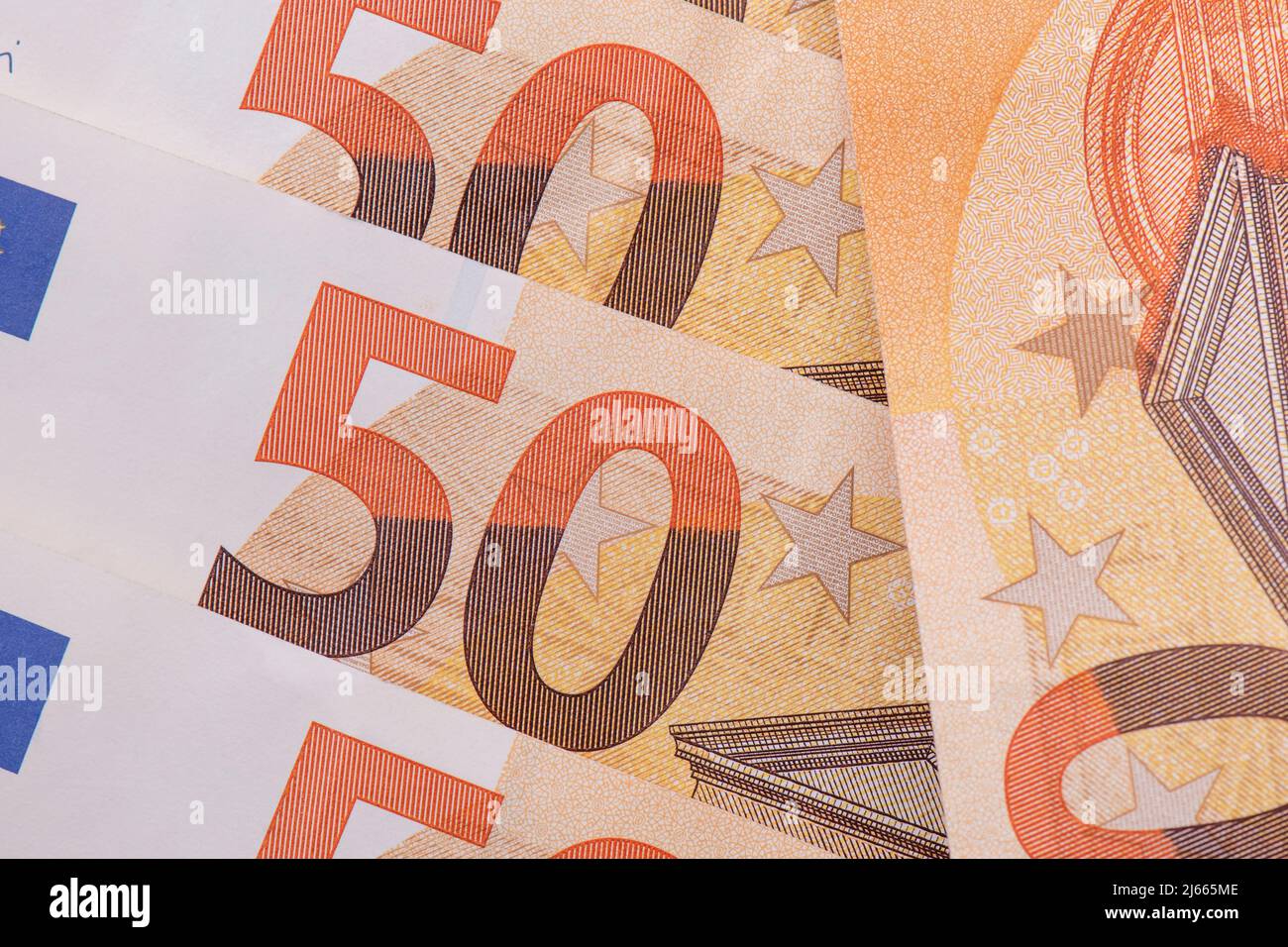 European currency paper money Fifty euros closeup. Financial, savings ...