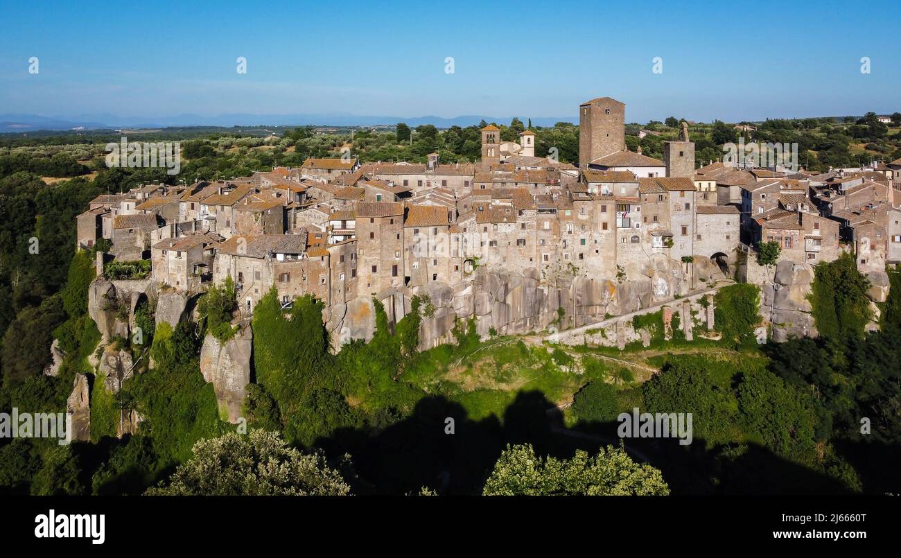 Panoramic view of the old village of Vitorchiano, Viterbo province ...