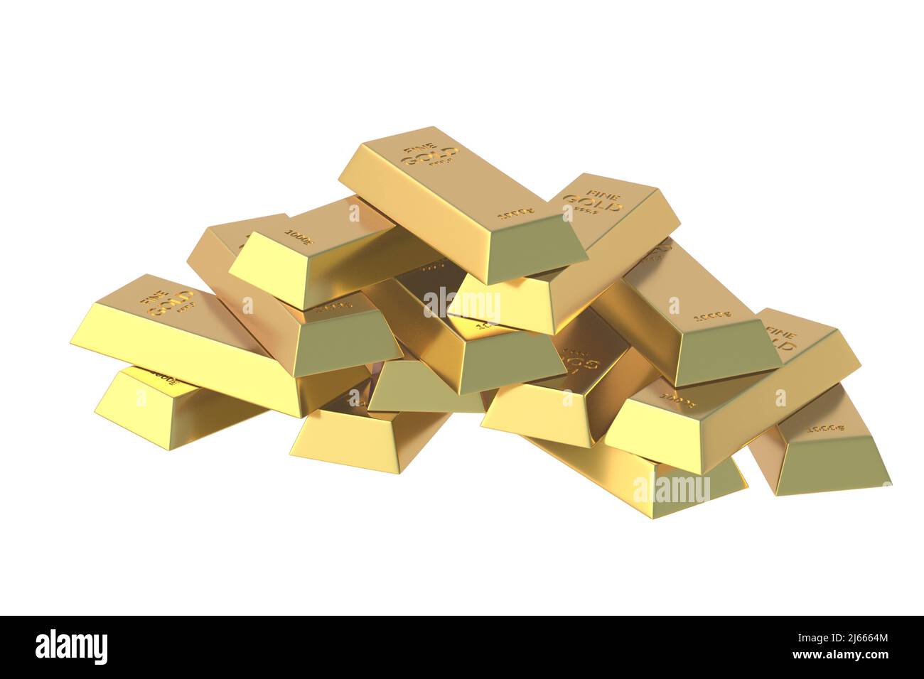 Heap of gold bars isolated on white background. 3d render Stock Photo ...