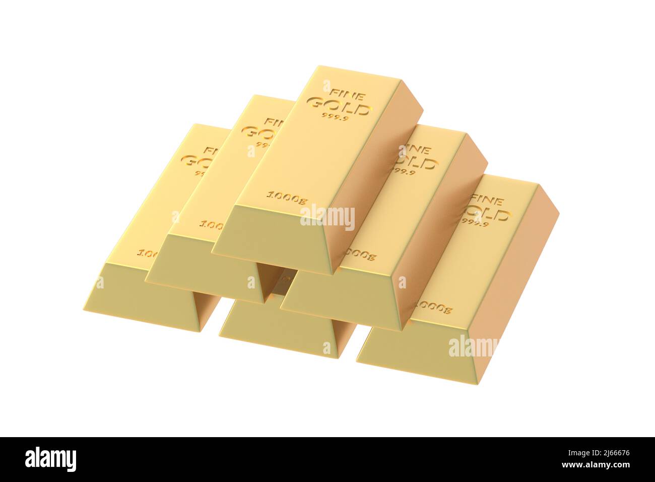 Heap of gold bars isolated on white background. 3d render Stock Photo ...