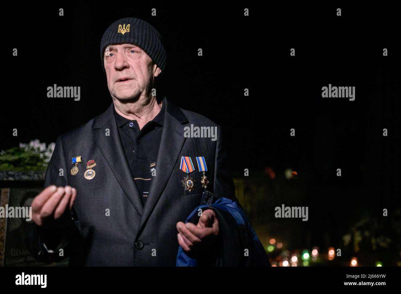 Slavutych, Ukraine. 26th Apr, 2022. A veteran working in the ...