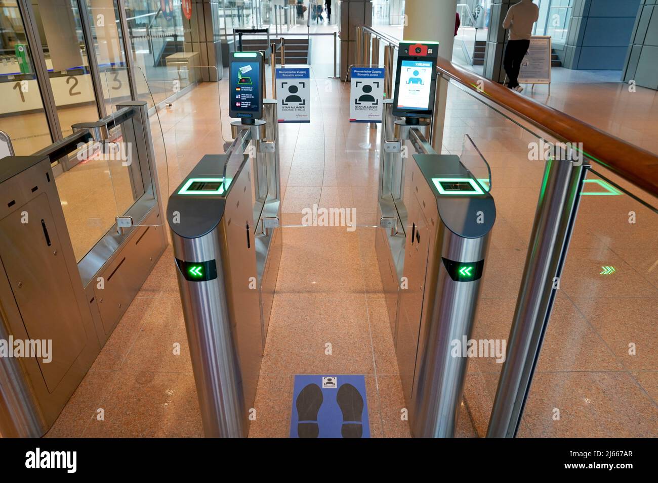 Hamburg, Germany. 28th Apr, 2022. View of the biometric facial field ...