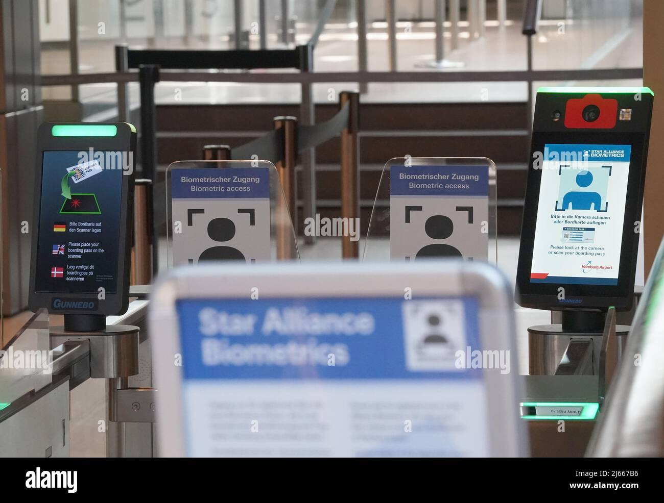 Hamburg, Germany. 28th Apr, 2022. View of the biometric facial field ...