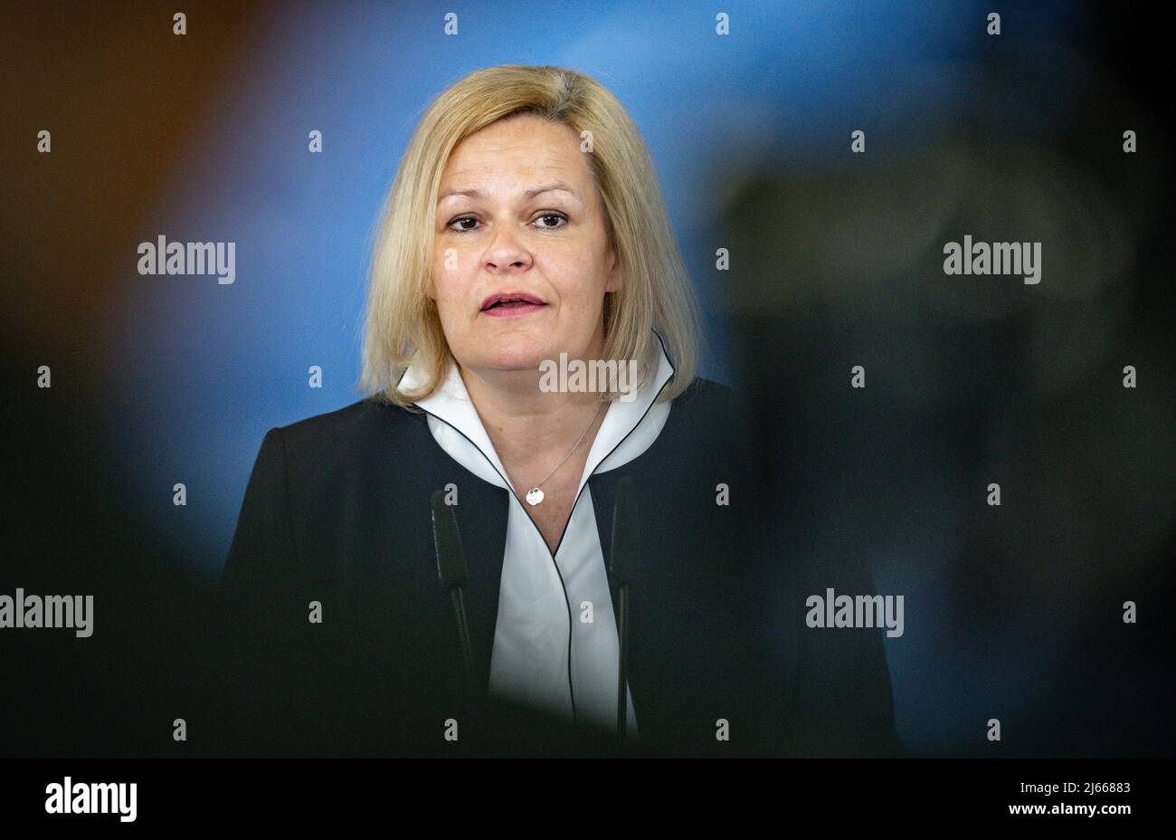 Berlin, Germany. 28th Apr, 2022. Nancy Faeser (SPD), Federal Minister ...