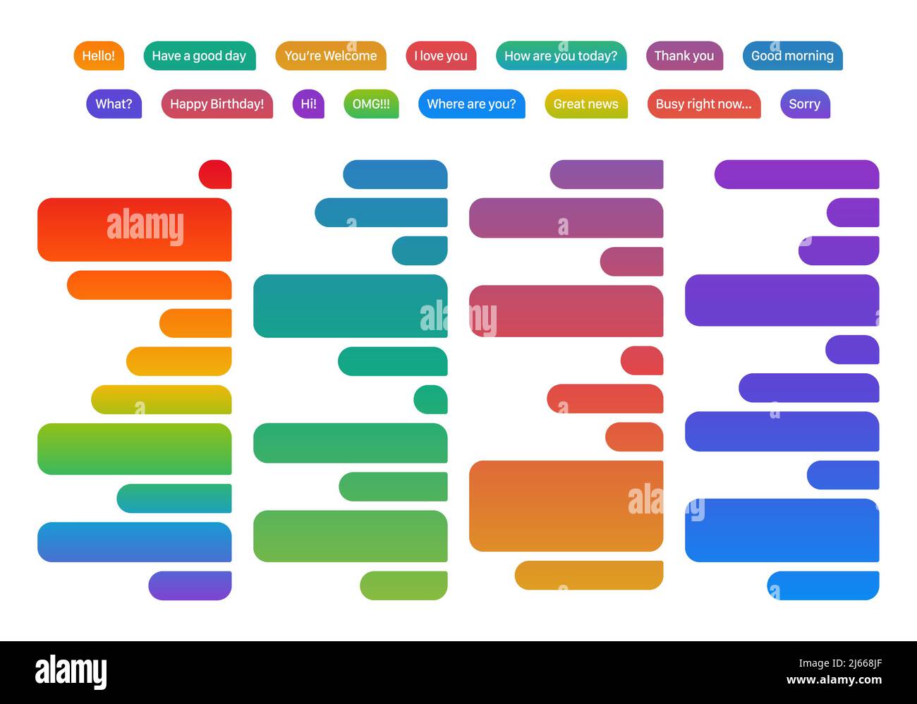 Vector illustration of different size and gradient colors chat bubbles ...
