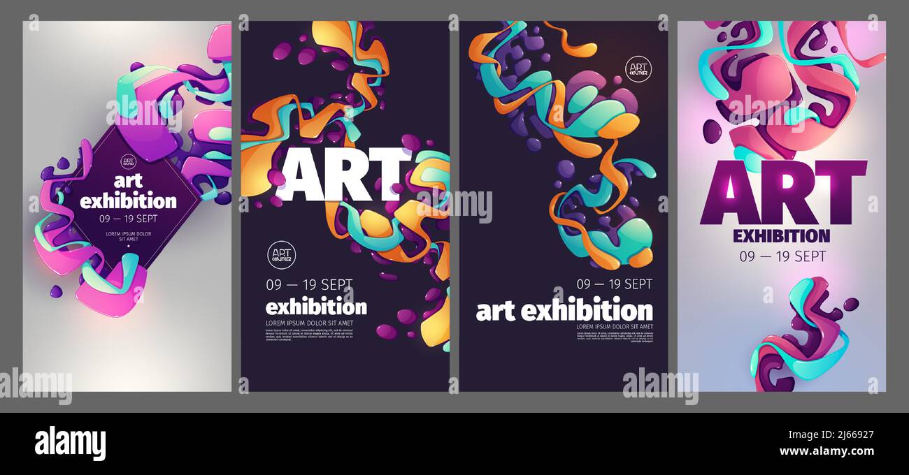 Art exhibition posters, invitation to modern exposition. Abstract ...