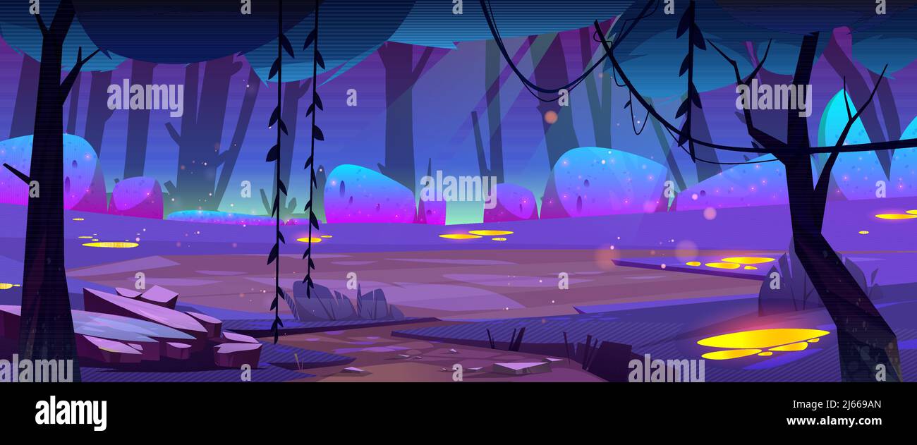 Cartoon Landscape Background Night