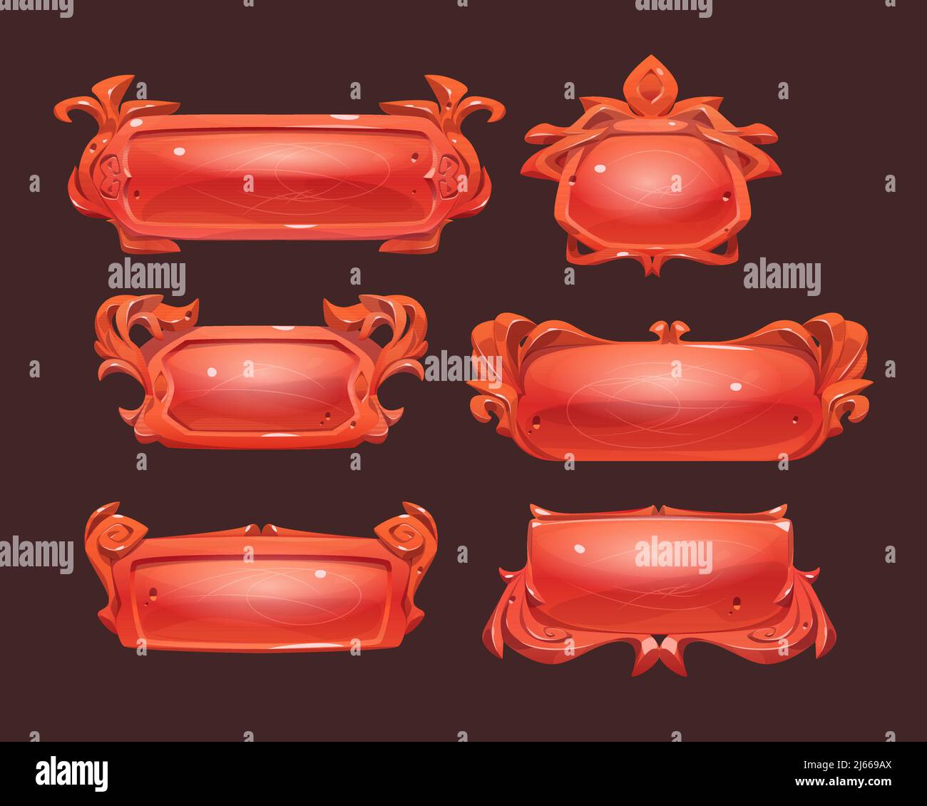 Game ui frames, red medieval menu interface elements, buttons or ...