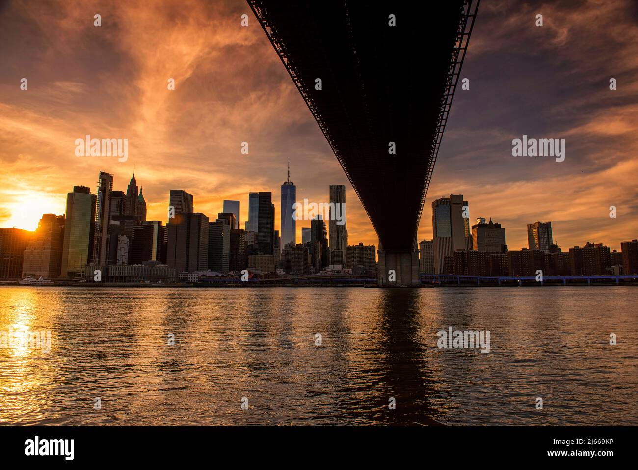 Sunset over Manhattan, captured from DUMBO in Brooklyn New York USA ...