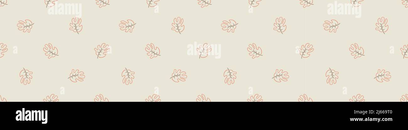 Gender neutral foliage seamless vector border. Simple whimsical 2 tone ...