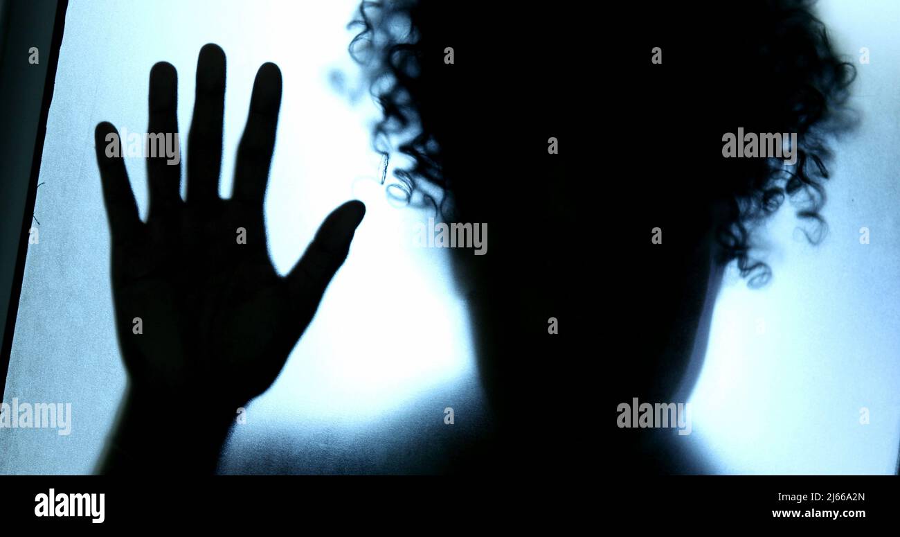 Depression concept, shadow of woman trapped behind glass Stock Photo ...