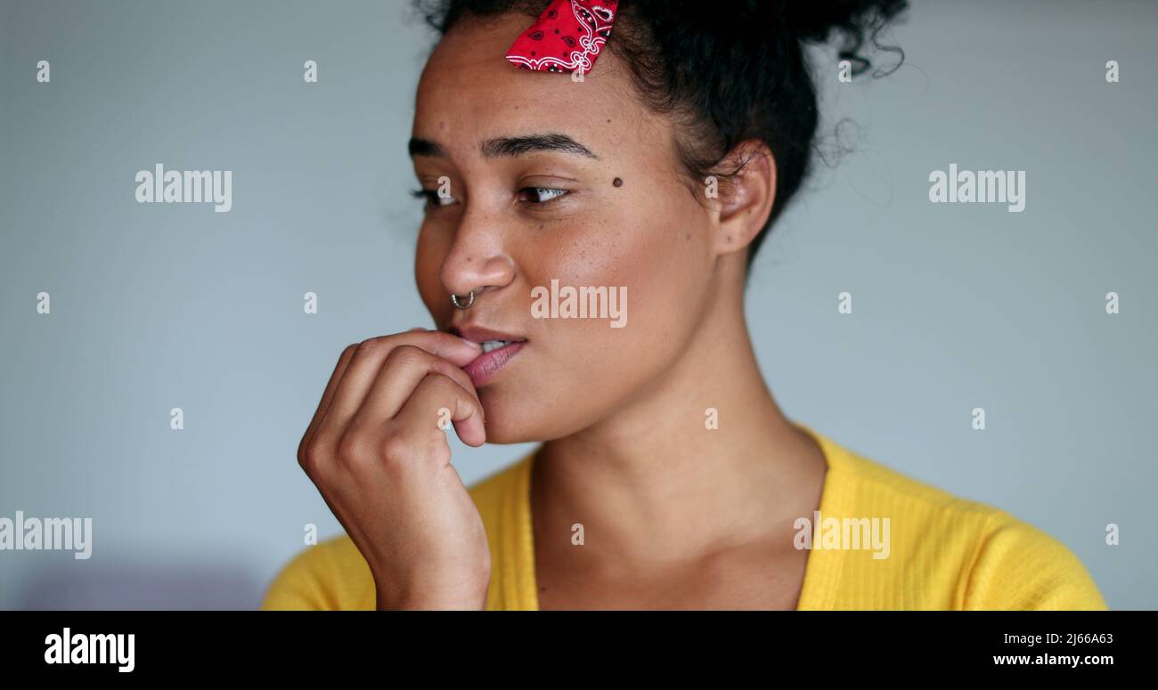 Natural young woman authentic real life laugh and smile portrait face ...