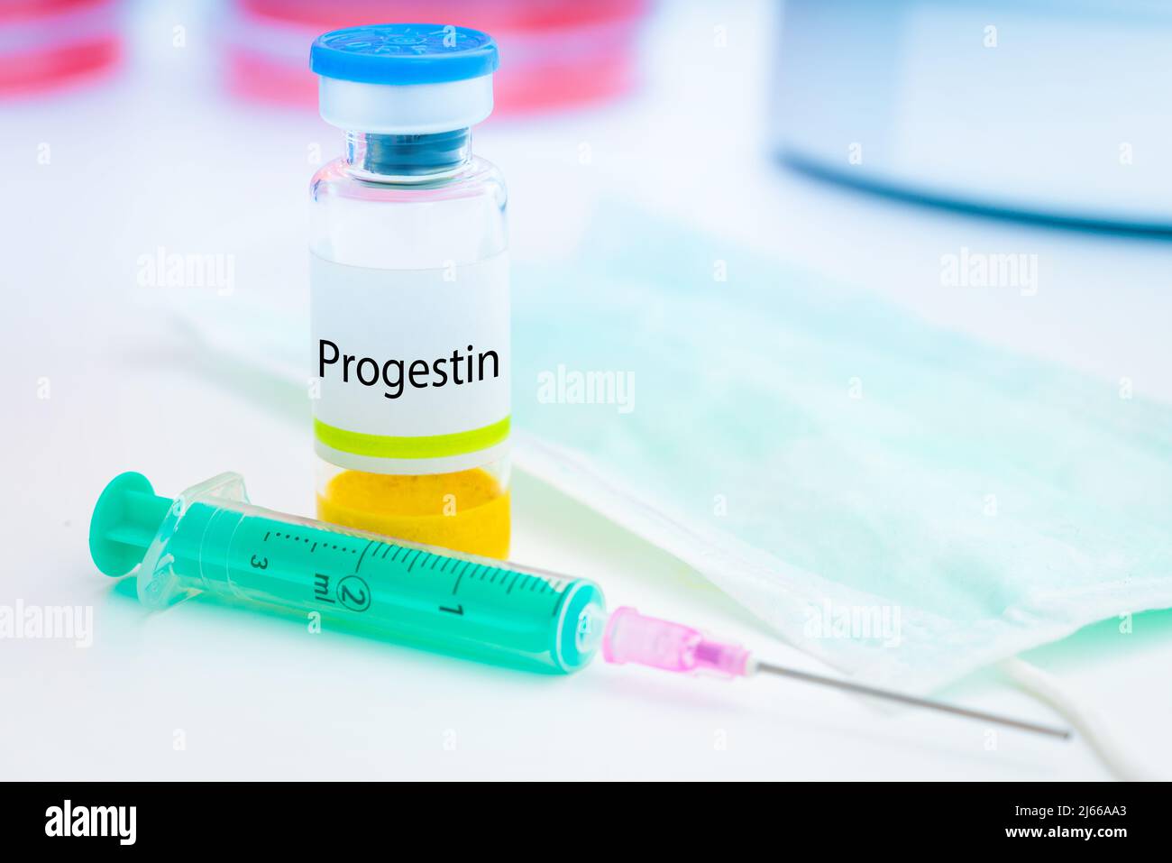 progestin hormone injection vial for female hormone therapy Stock Photo ...