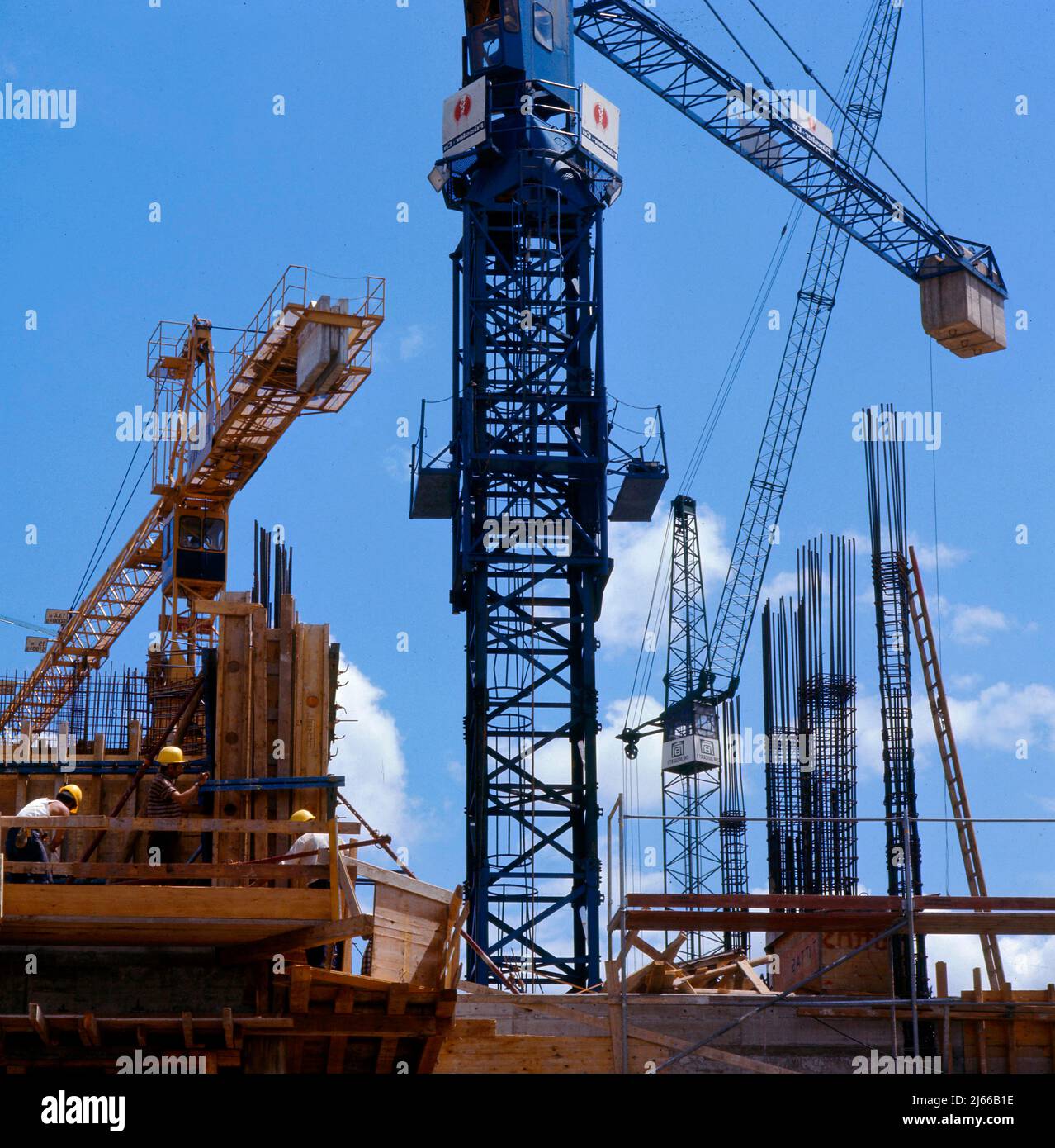 Cranes on the building site, structural engineering, house building ...