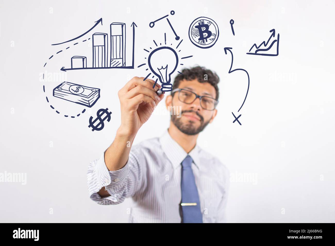 Business man drawing finance, Executive hand drawing finance concepts ...