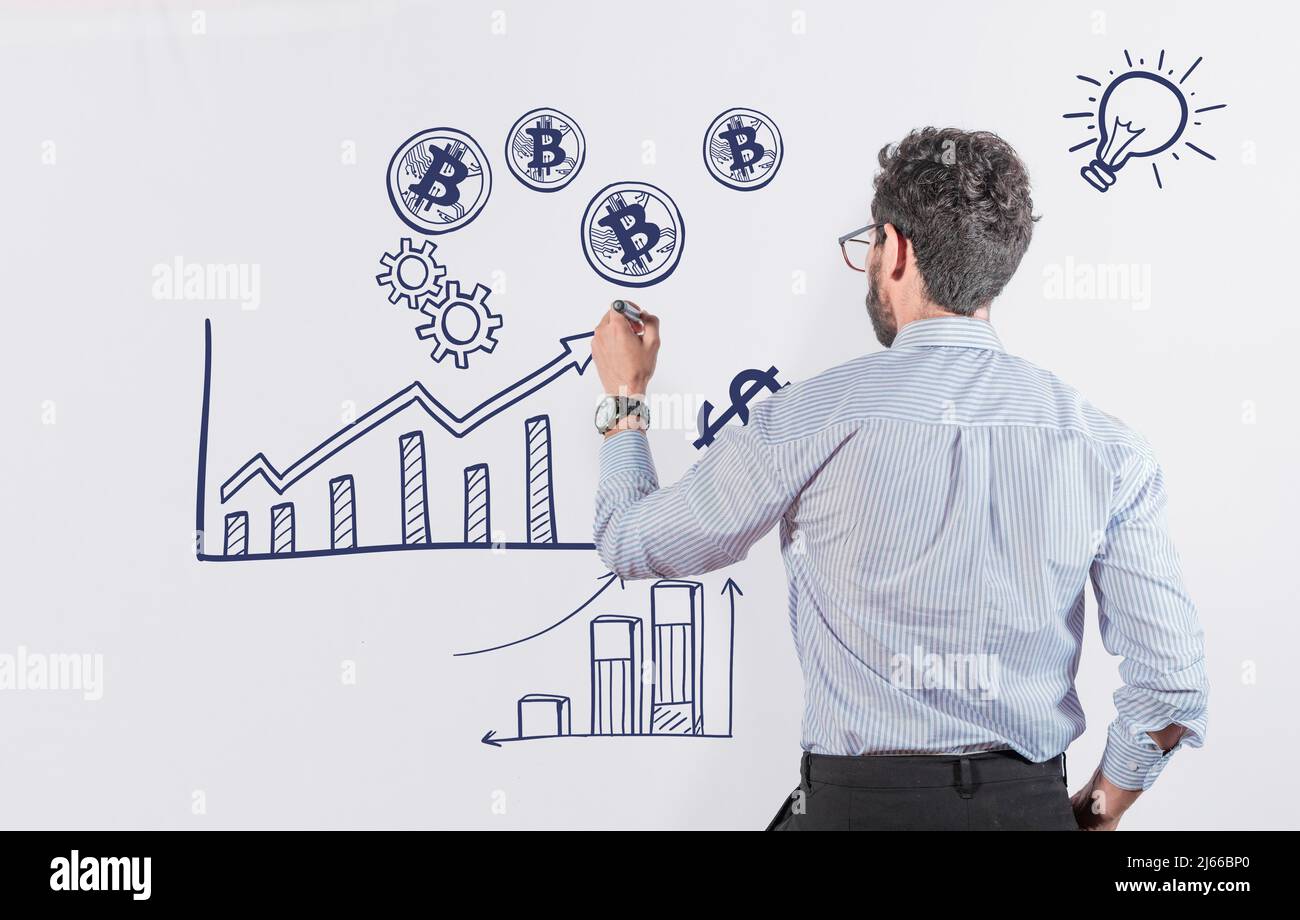 Business man drawing finance, Executive hand drawing finance concepts ...