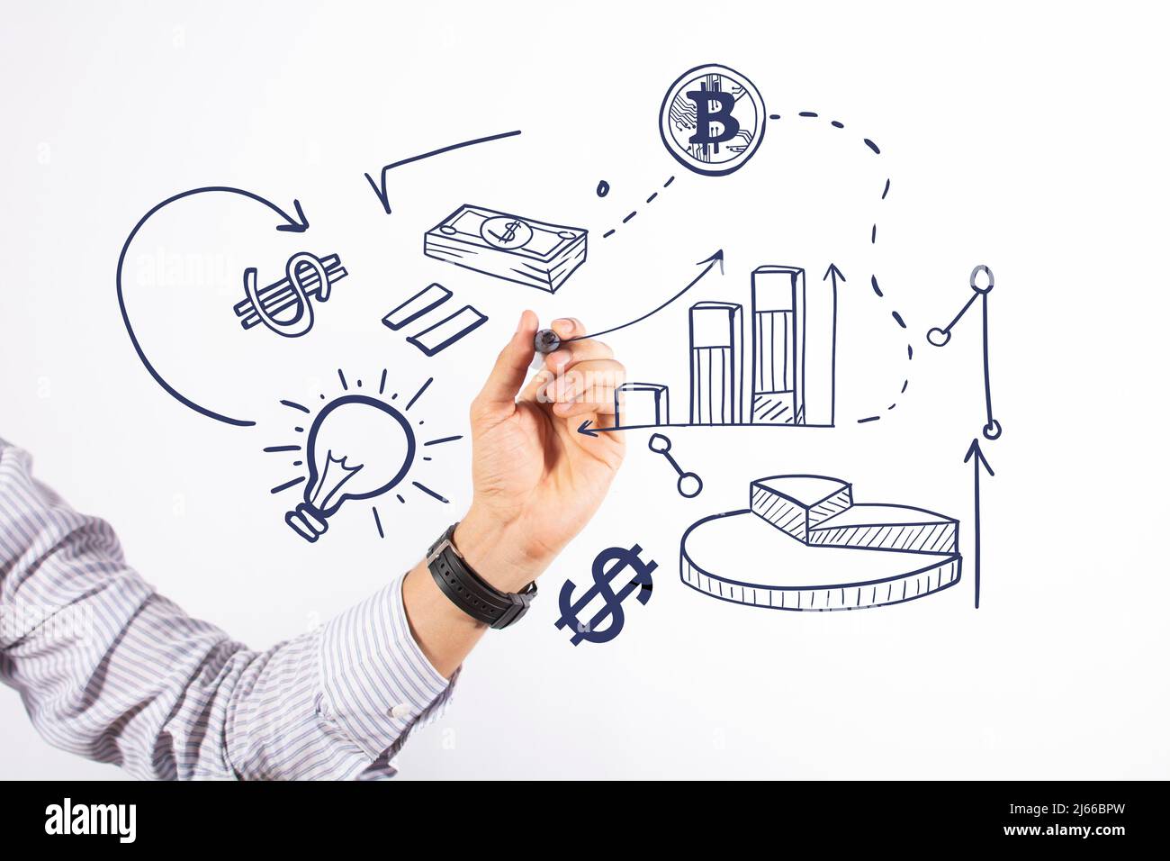 Business man drawing finance, Executive hand drawing finance concepts ...