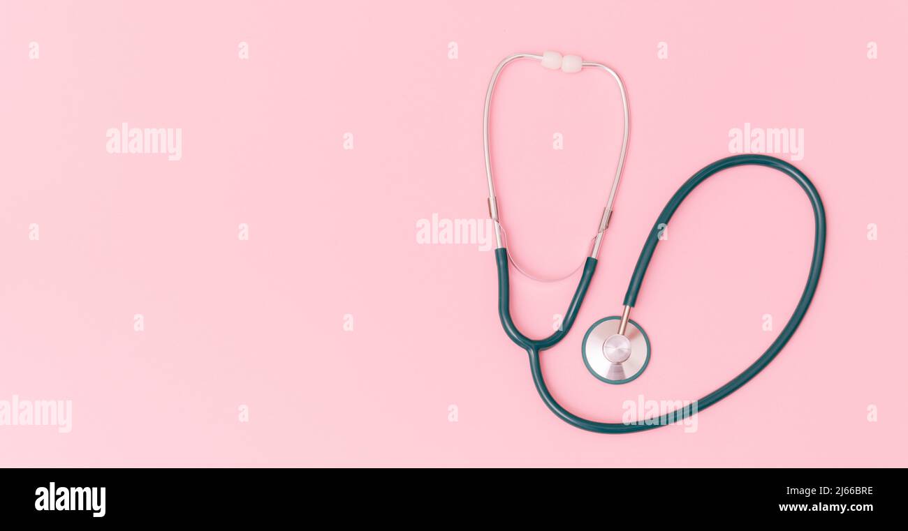 Medical stethoscope on color background with place for text. Abstract ...