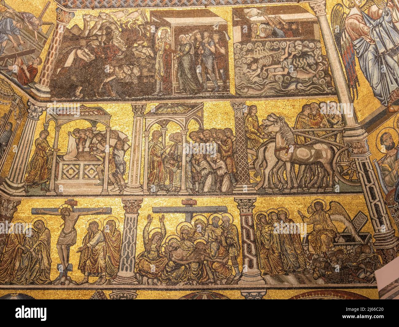 Mittelalterliche Mosaiken an der Decke des Baptisteriums, Kathedrale von Florenz, Florenz ...