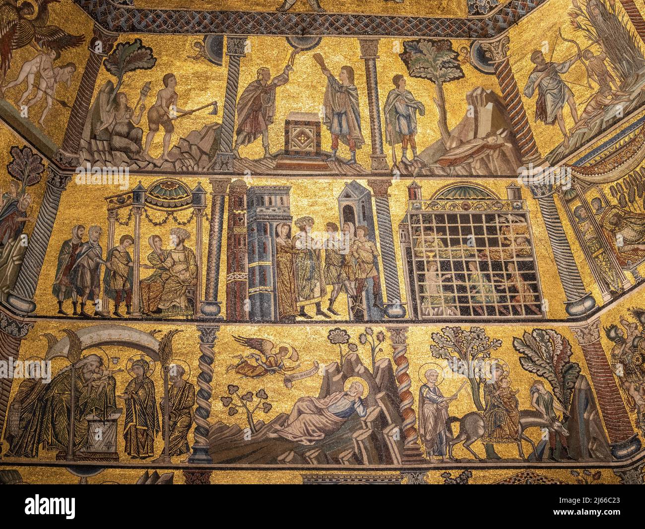 Mittelalterliche Mosaiken an der Decke des Baptisteriums, Kathedrale von Florenz, Florenz ...
