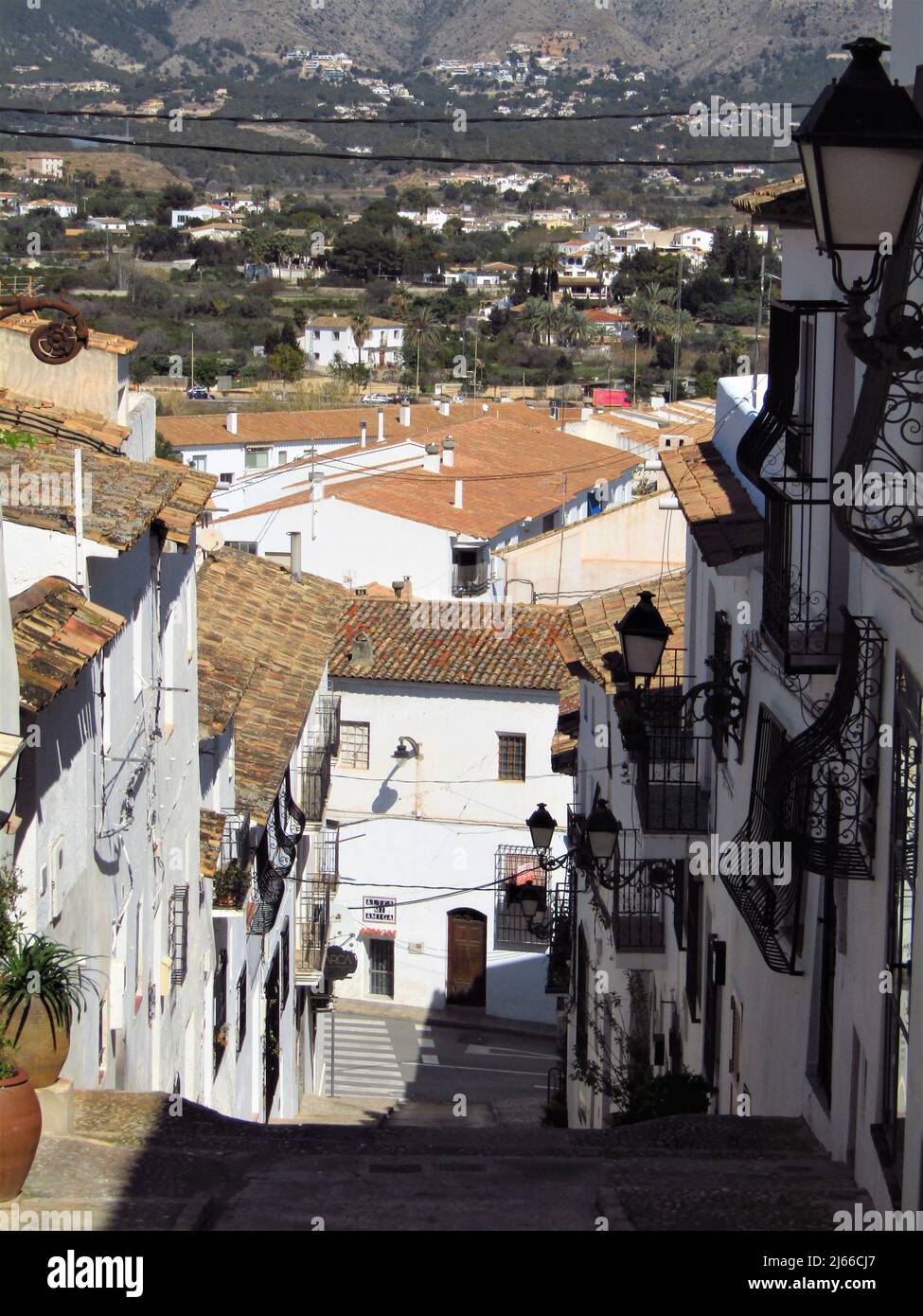 Steep Streets, traditional Spanish Village of Altea, Costa Blanca Stock ...