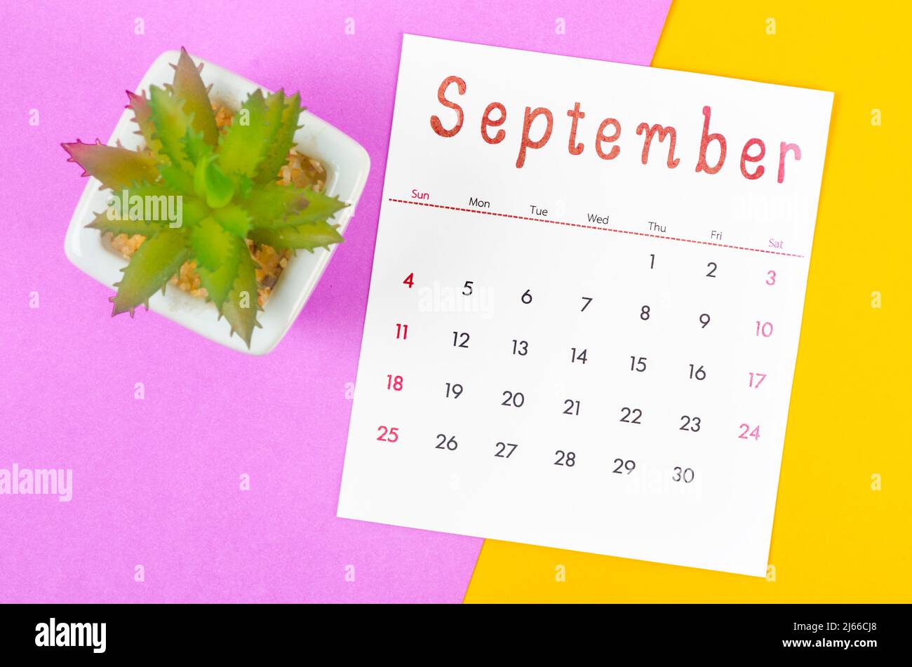 The September 2022 calendar on multicolored background Stock Photo - Alamy
