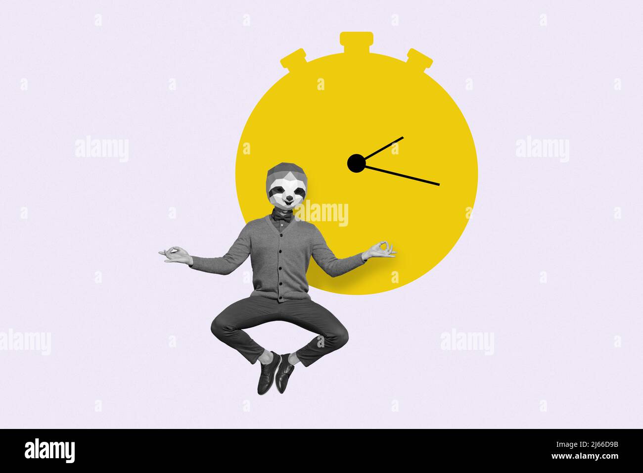 Freak pop artwork style photo collage male character wear sloth mask ...