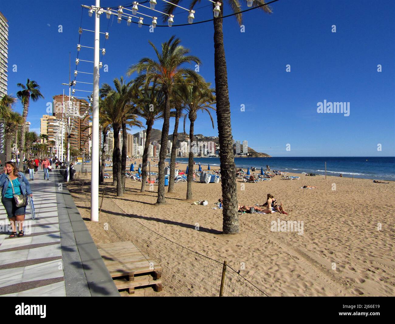 People on Levante Beach and Promenade, Travel post-Covid Stock Photo ...