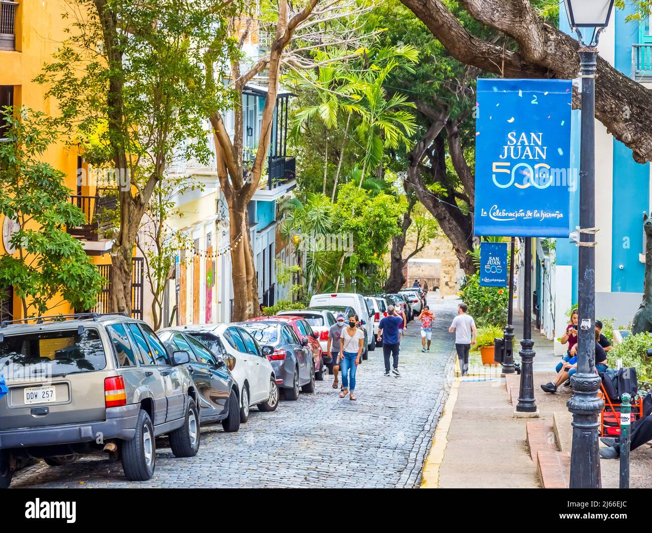 Colorful street scene in Old San Juan Puerto Rico Stock Photo - Alamy