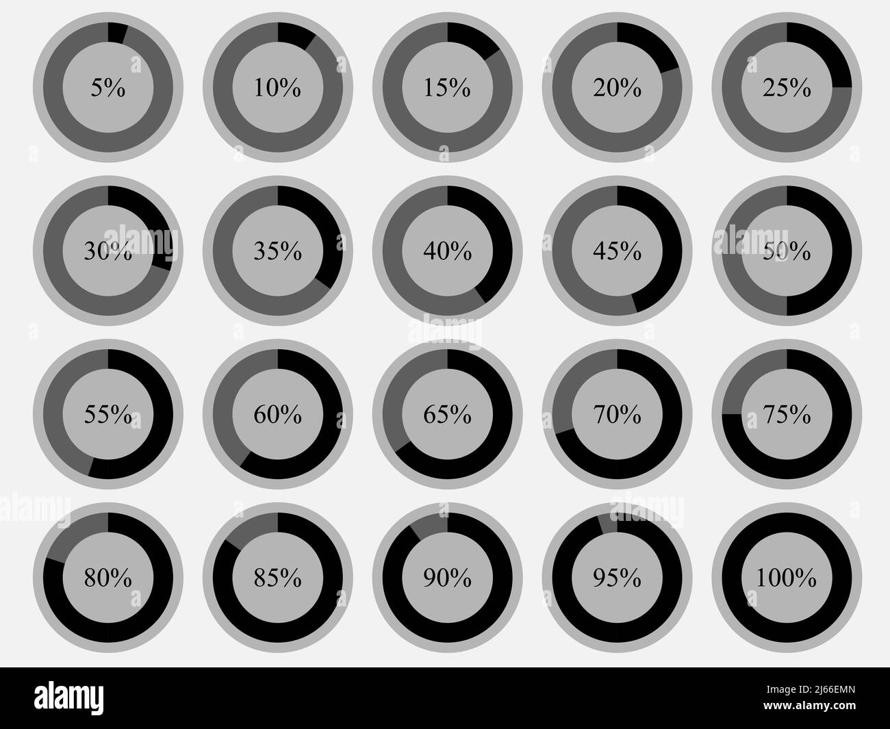 Percentage diagram set Black and White Stock Photos & Images - Alamy