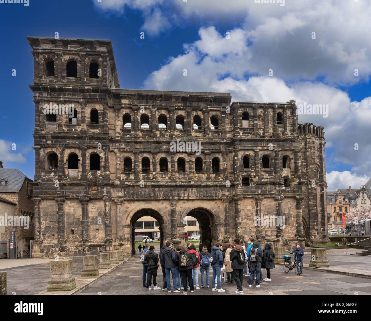 Trier, Germany - March 30 2022 - group of tourist gets explanation at ...
