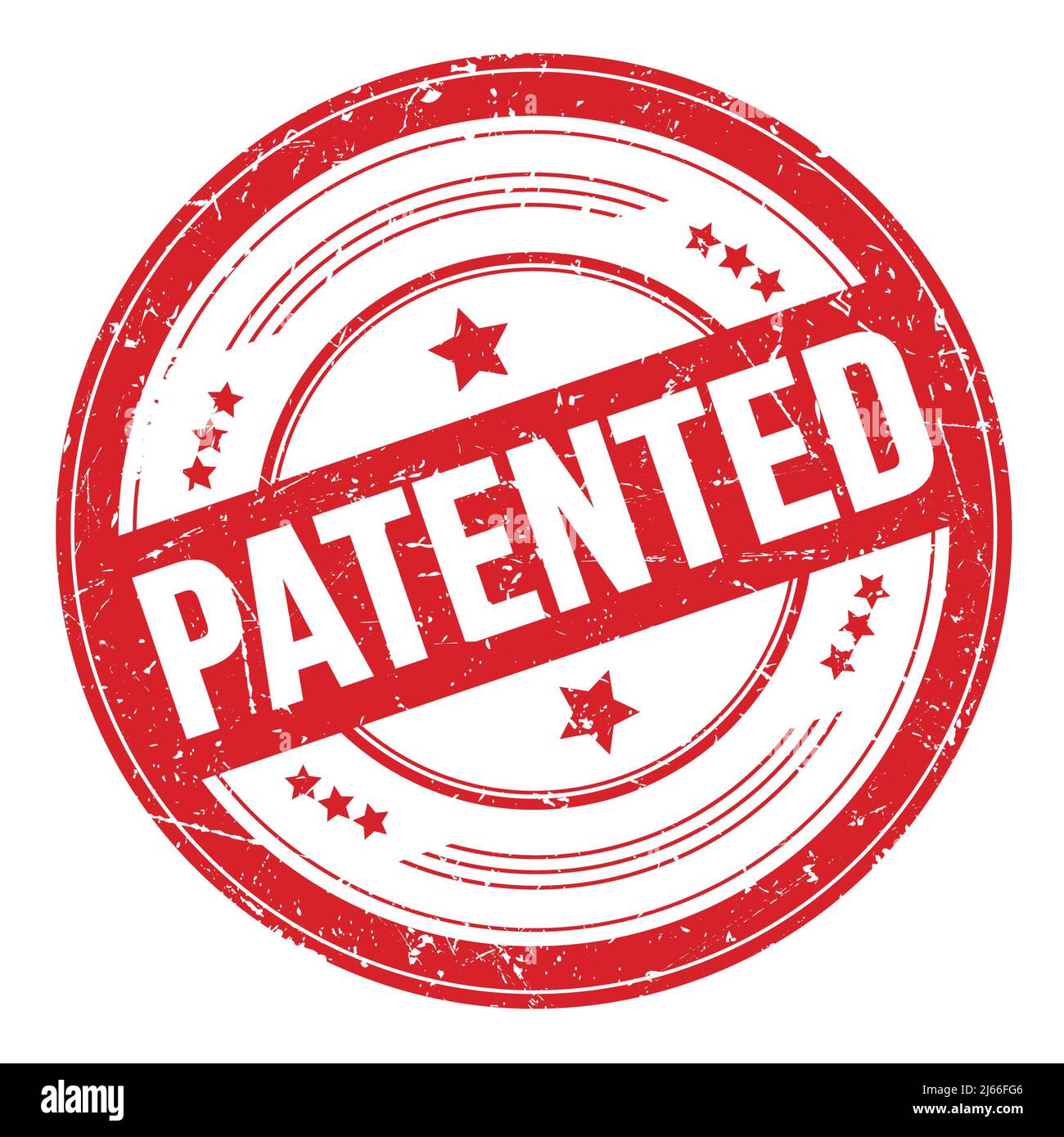 PATENTED text on red round grungy texture stamp Stock Photo - Alamy