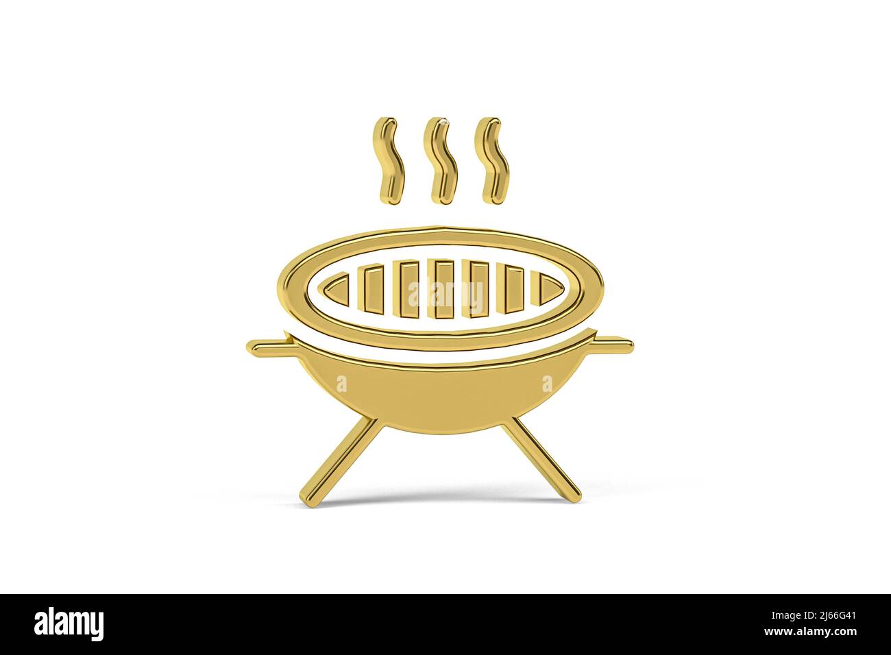 Golden 3d barbecue icon isolated on white background - 3d render Stock ...