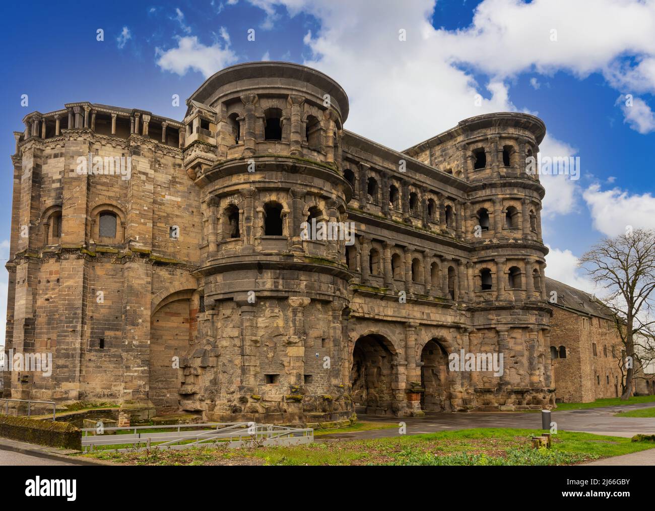 Trier, Germany the old entry gate Porta Nigra at the border of the ...