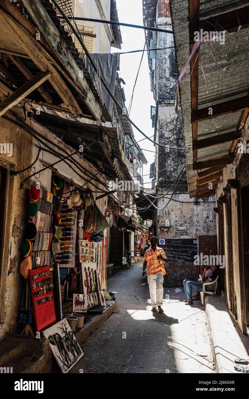 Laden, Gasse, Stone Town, UNESCO Weltkulturerbe, Unguja, Sansibar ...
