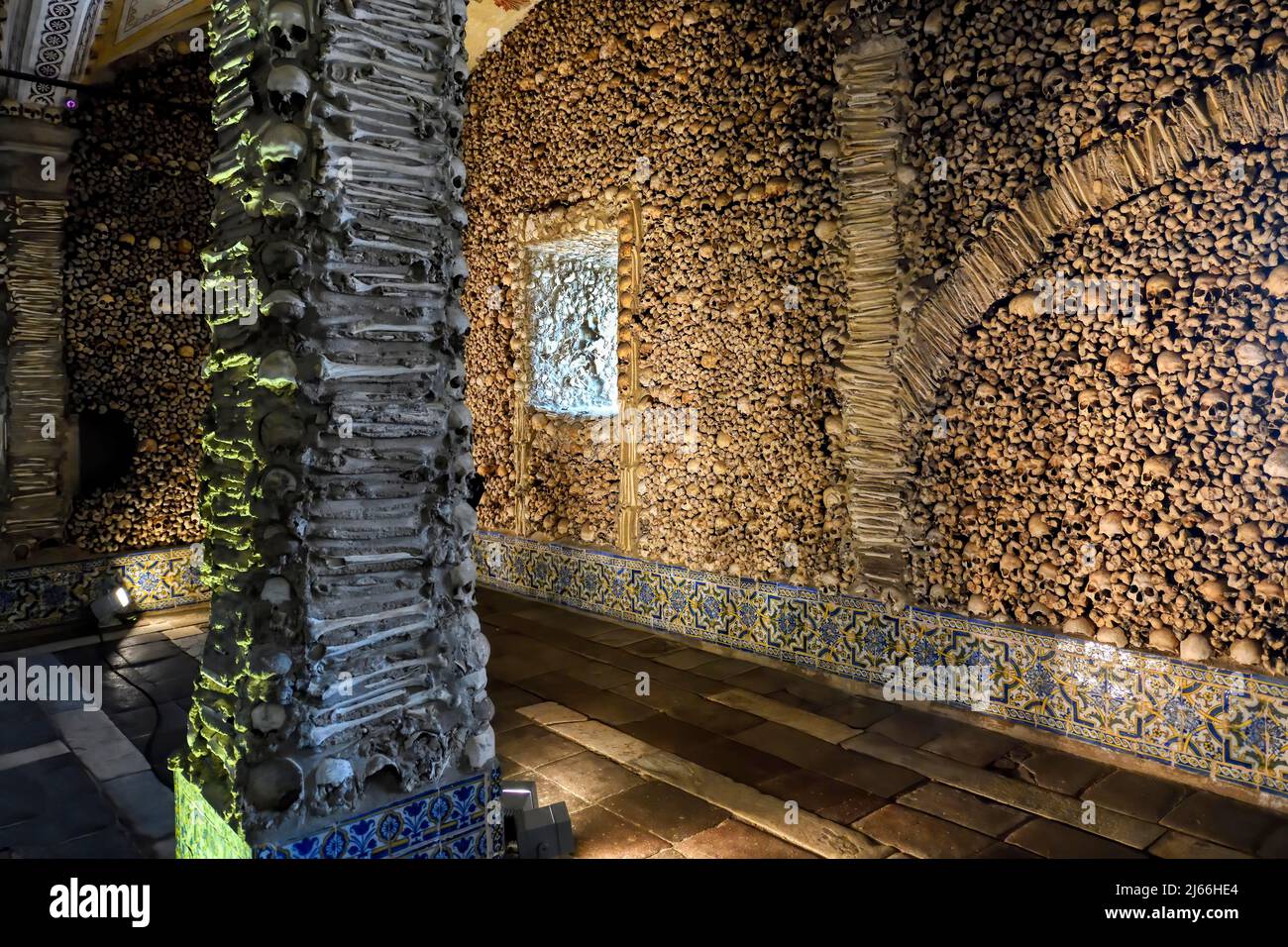 Chapel of Bones, Walls embedded with Skulls and Bones, Evora, Alentejo ...