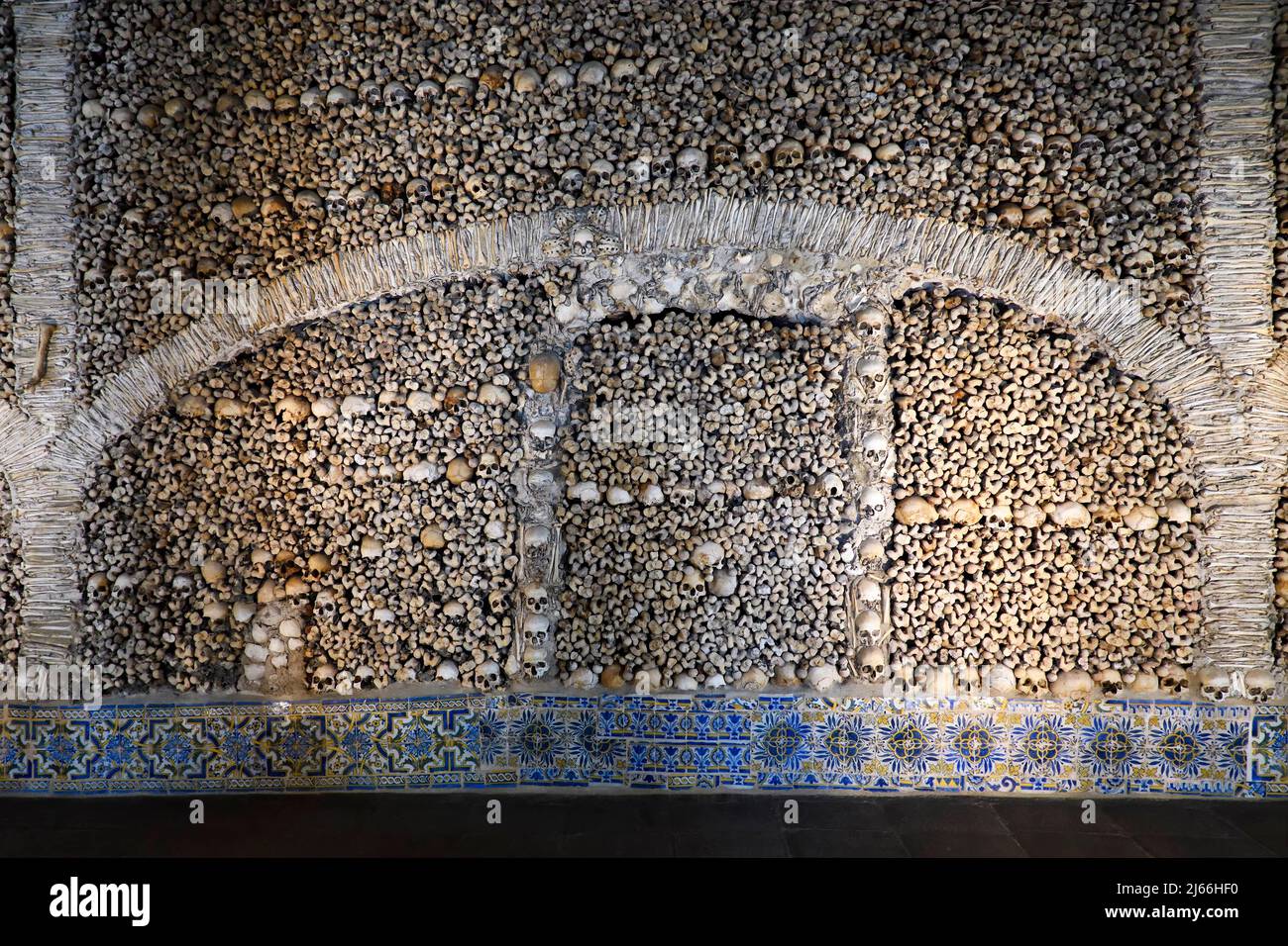 Chapel of Bones, Walls embedded with Skulls and Bones, Evora, Alentejo ...