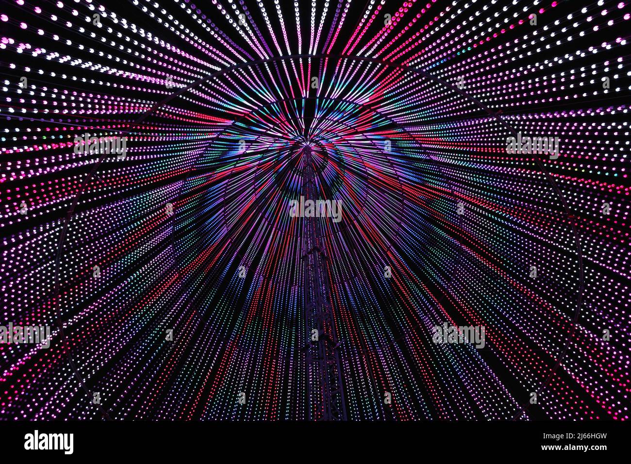 Inside view into the illuminated top of a light structure, Laval ...