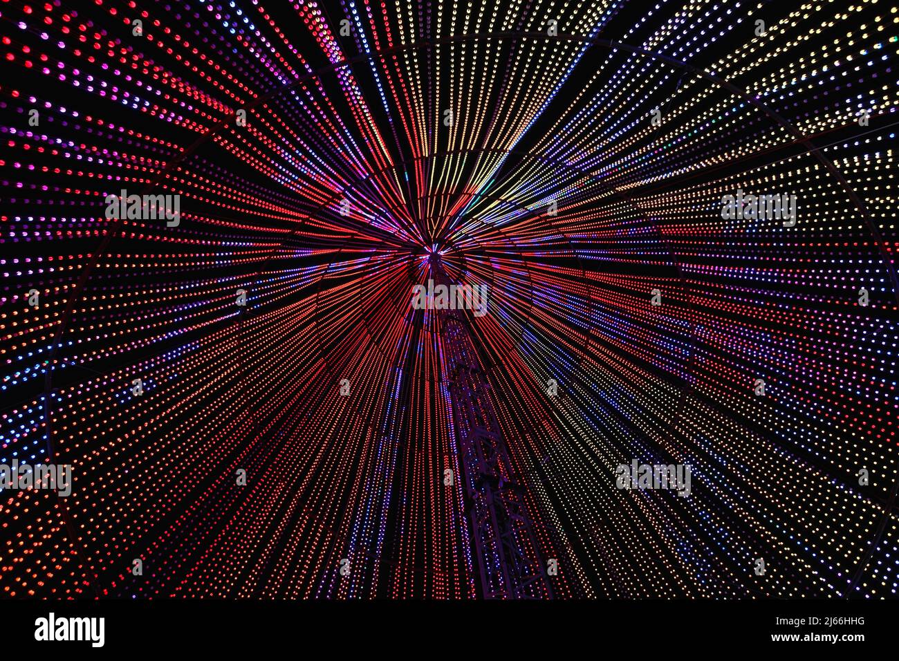 Inside view into the illuminated top of a light structure, Laval ...