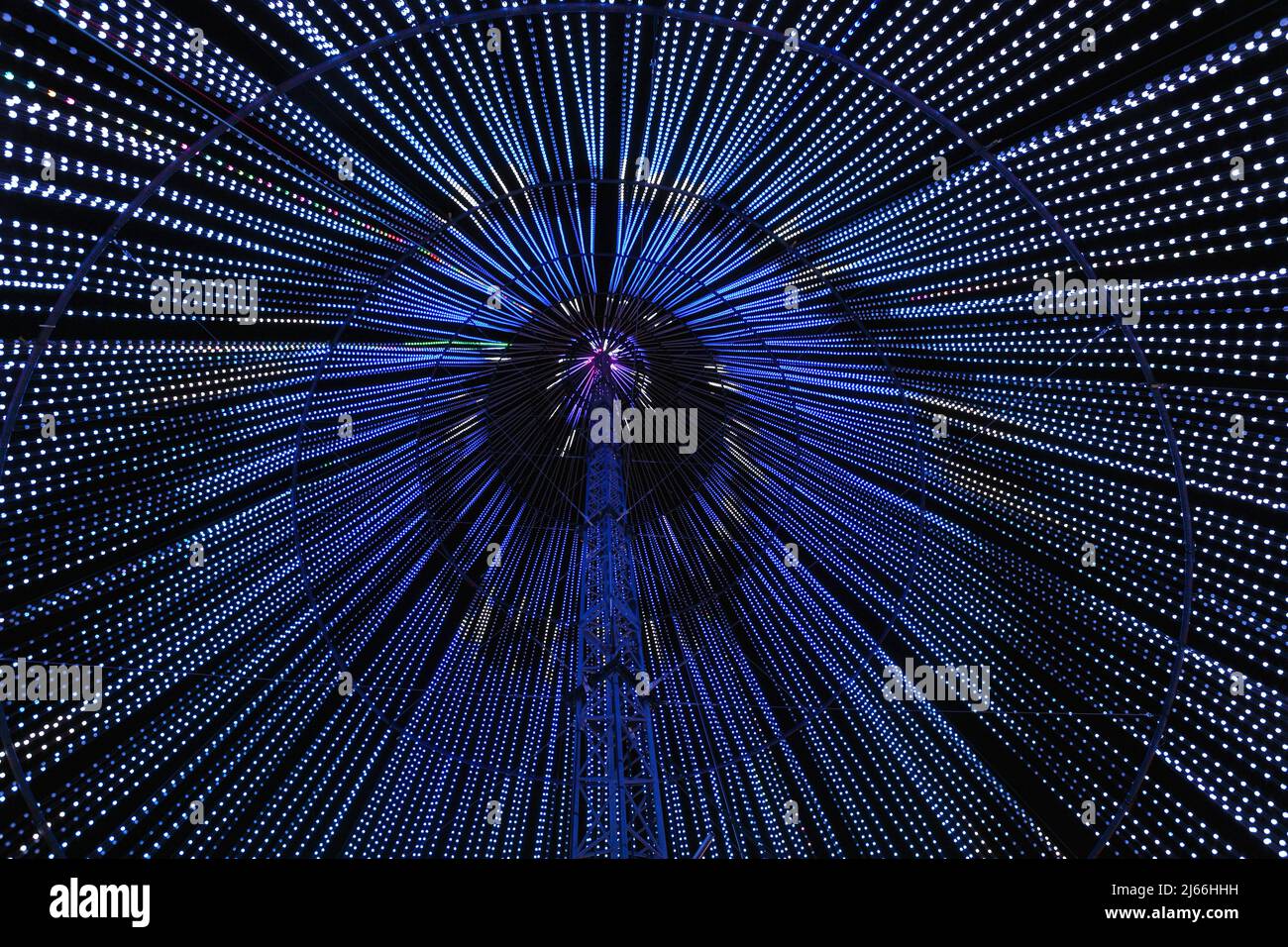 Inside view into the illuminated top of a light structure, Laval ...