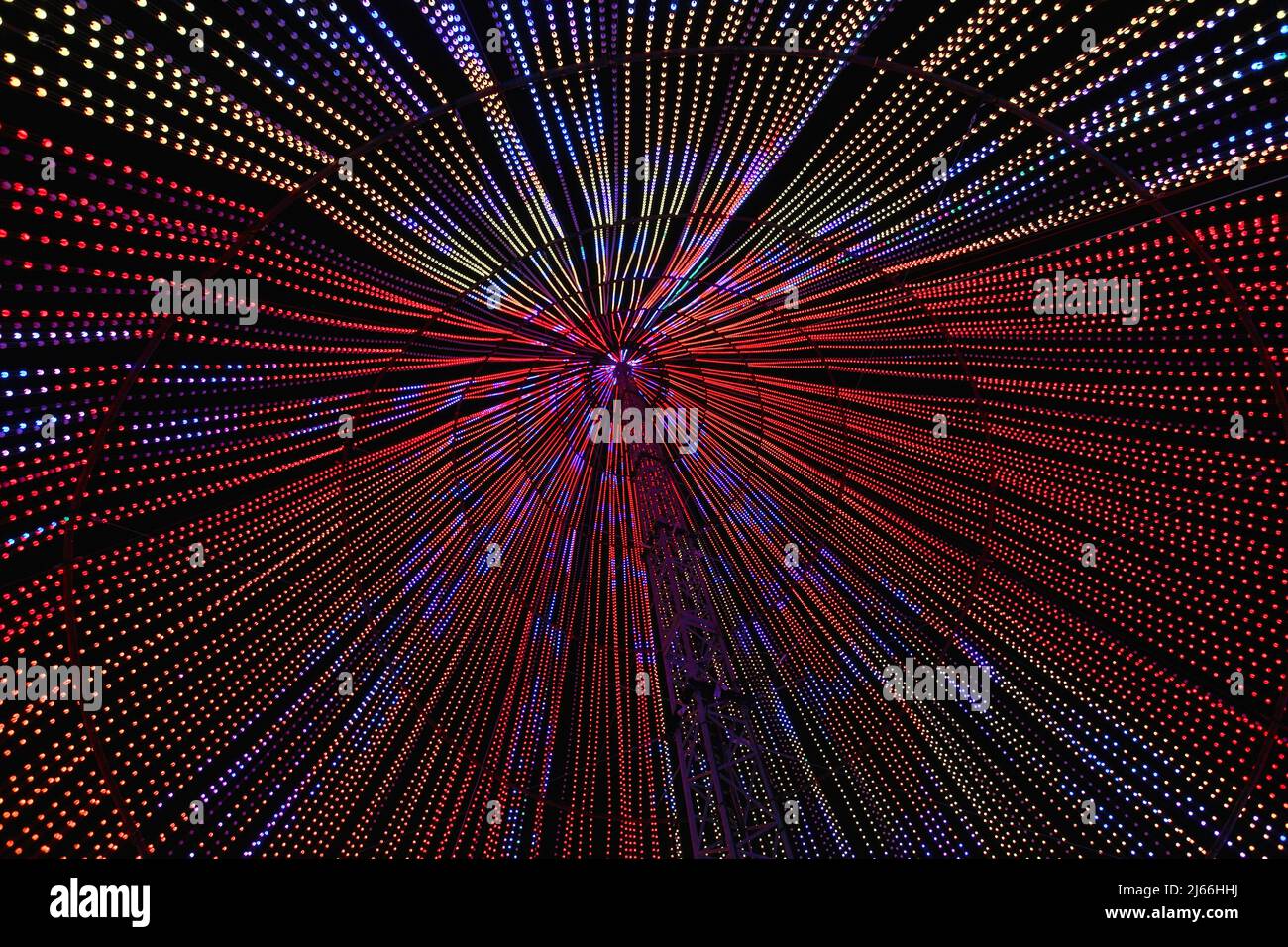 Inside view into the illuminated top of a light structure, Laval ...