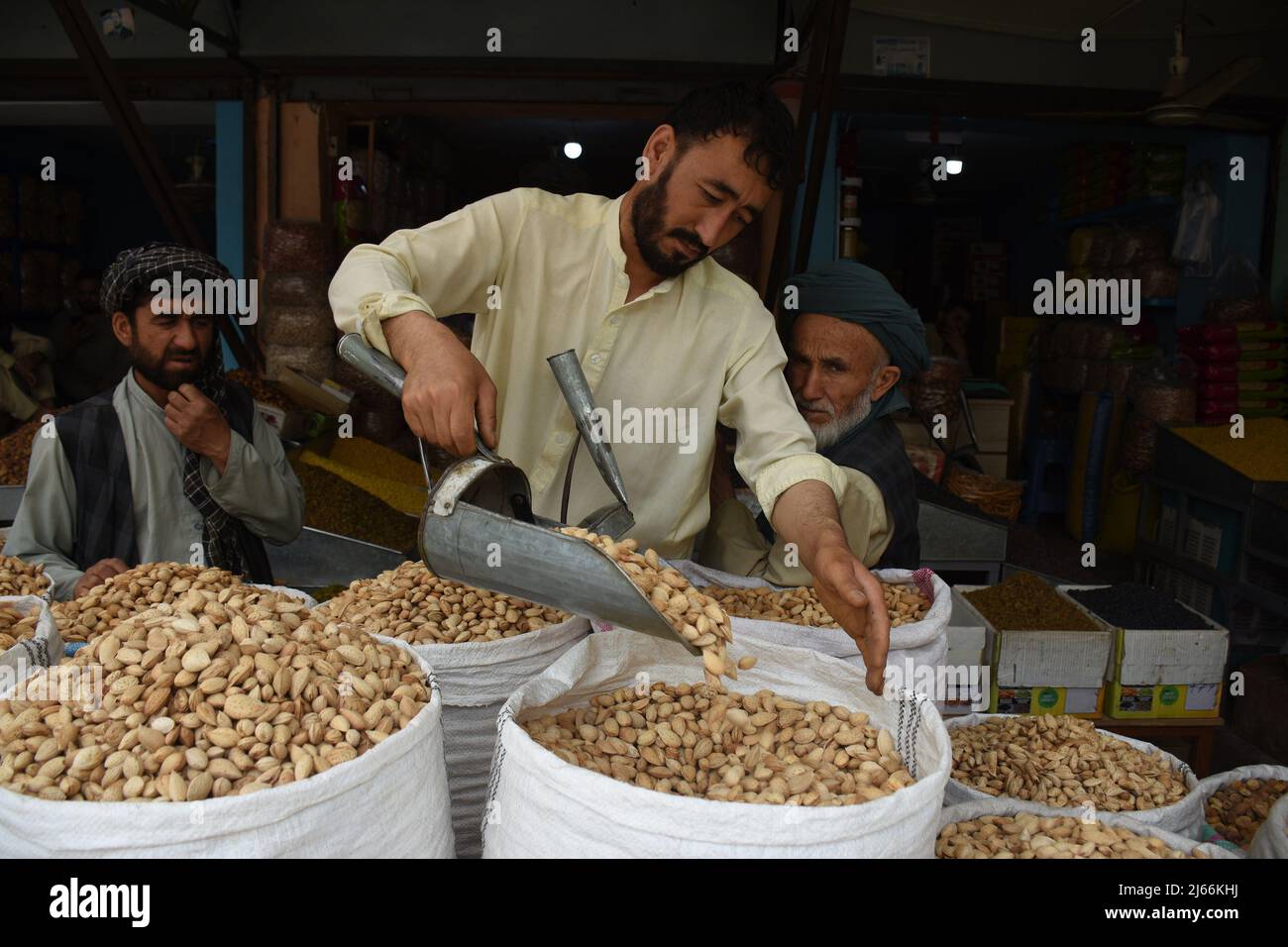 Mazar I Sharif. 28th Apr, 2022. A stall selling dried fruits and nuts ...