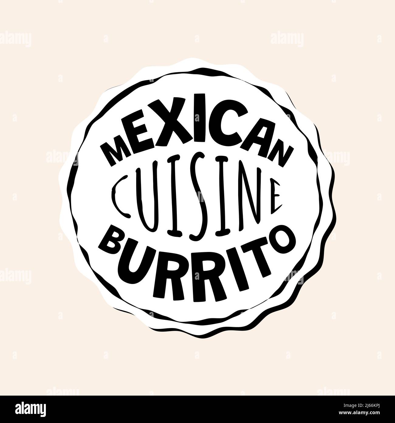Mexican fast food burrito badge of fastfood cafe or restaurant. Mexico ...